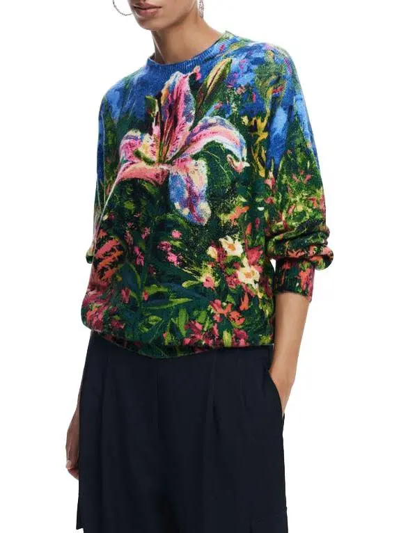 Desigual Floral Print Pullover - Black Multi