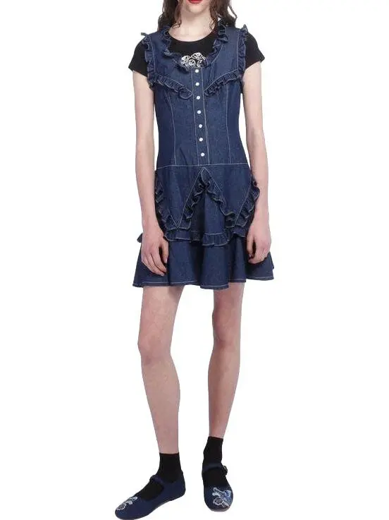 Anna Sui Ruffle Dress - Denim