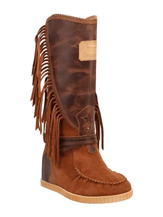 DINGO Natchez Fringe Moc Toe Boots - Brown