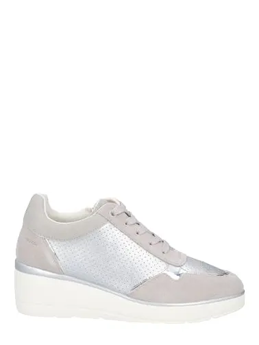 Geox Sneakers In Light Leather And Textile Fibers - Grey