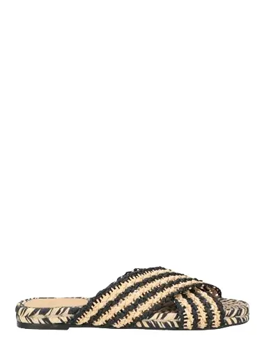 CastaÑer Two-tone Raffia Sandals - Black