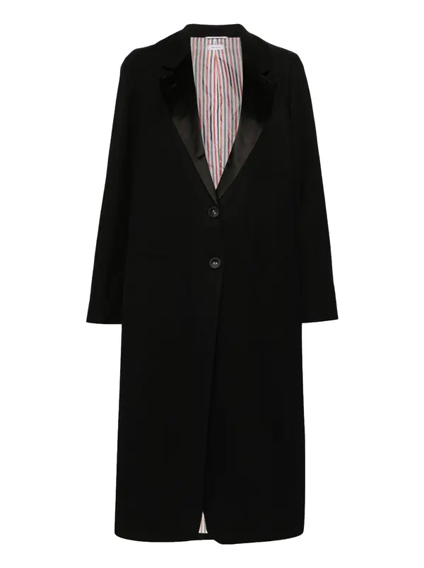 Thom Browne Slub-texture Single-breasted Coat - Black