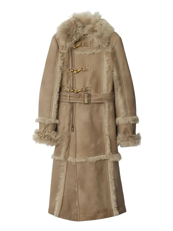 Burberry Shearling Coat - Neutrals