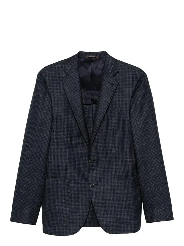 Canali Houndstooth-pattern Blazer - Blue