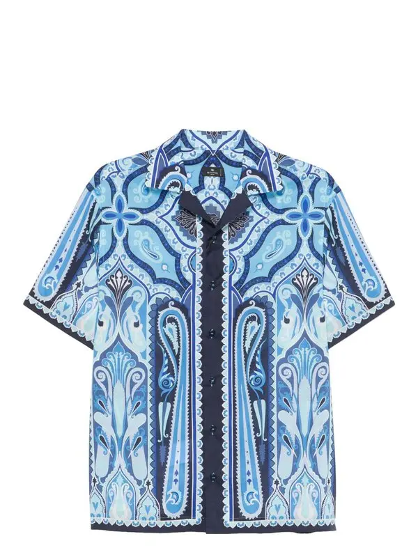 Etro Paisley-print Bowling Shirt - Blue