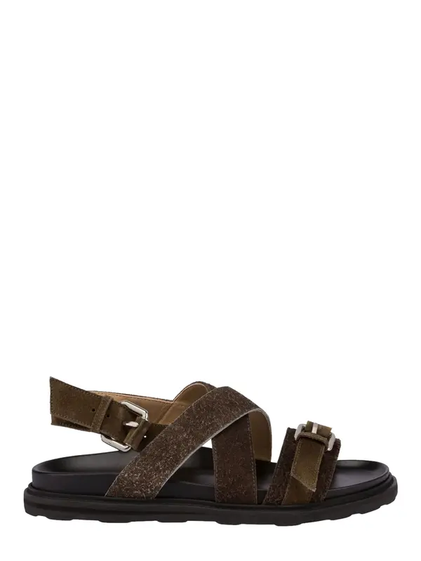 Moschino Buckled Suede Sandals - Brown