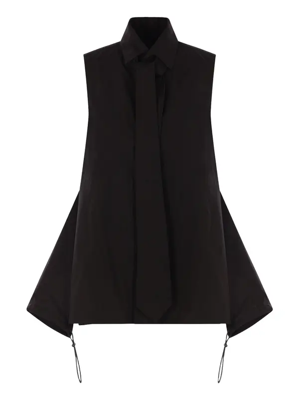 Yohji Yamamoto Tie-detail Sleeveless Shirt - Black