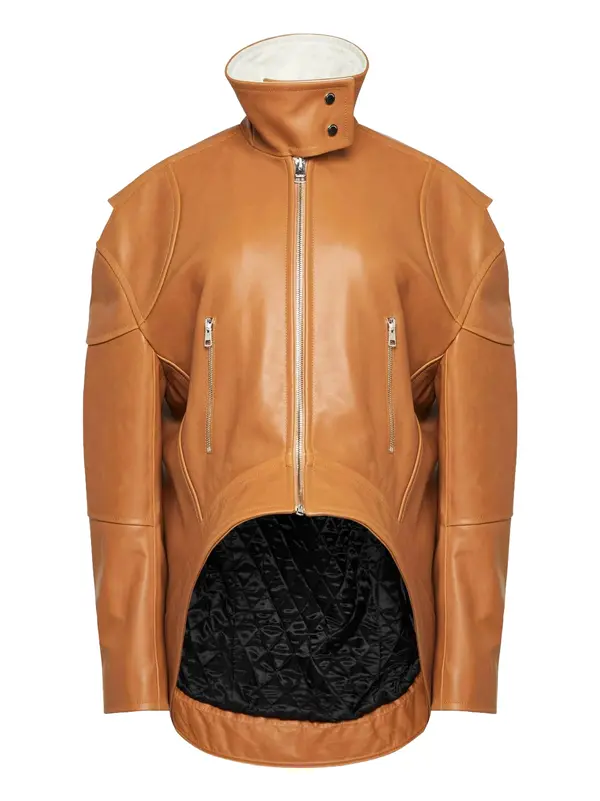 JW Anderson Curved-hem Leather Jacket - Brown