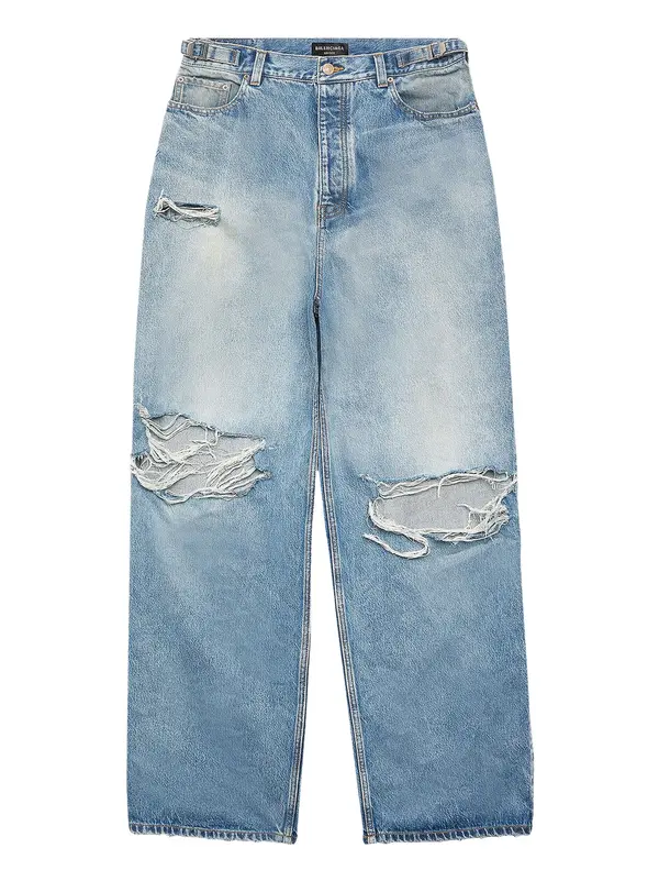 Balenciaga Destroyed Baggy Jeans - Blue