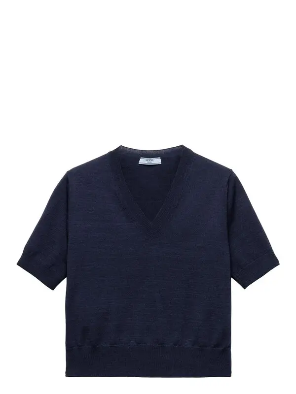 Prada V-neck Wool Sweater - Blue