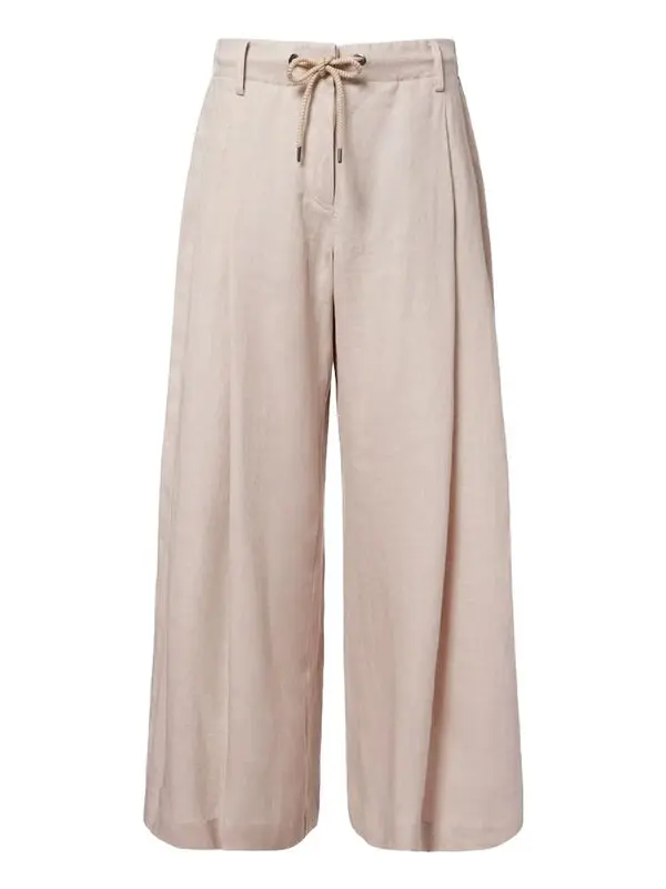 Brunello Cucinelli Wide-leg Linen Pants - Beige