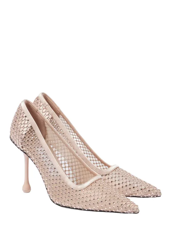 JIMMY CHOO Ixia 95 Embellished Mesh Pumps - Pink