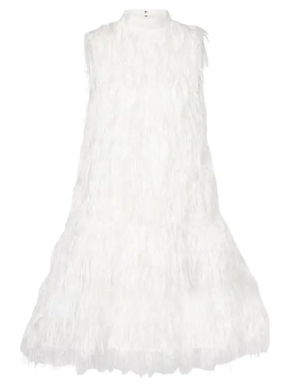 ROKSANDA Bridal Odette Faux Feather-trimmed Silk Minidress - White