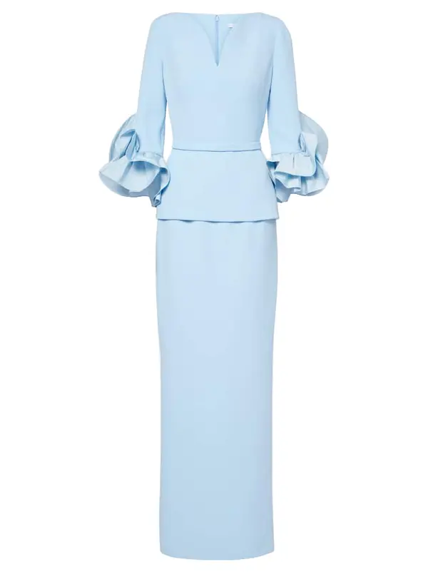 Safiyaa Clemence Ruffled Crêpe Gown - Blue