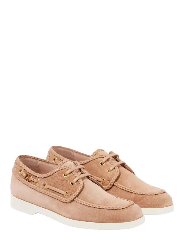Valentino Garavani Palm Avenue Suede Boat Shoes - Beige