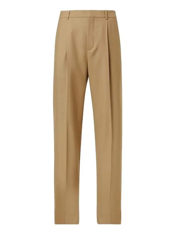 Saint Laurent High-rise Tapered Wool Gabardine Trousers - Beige