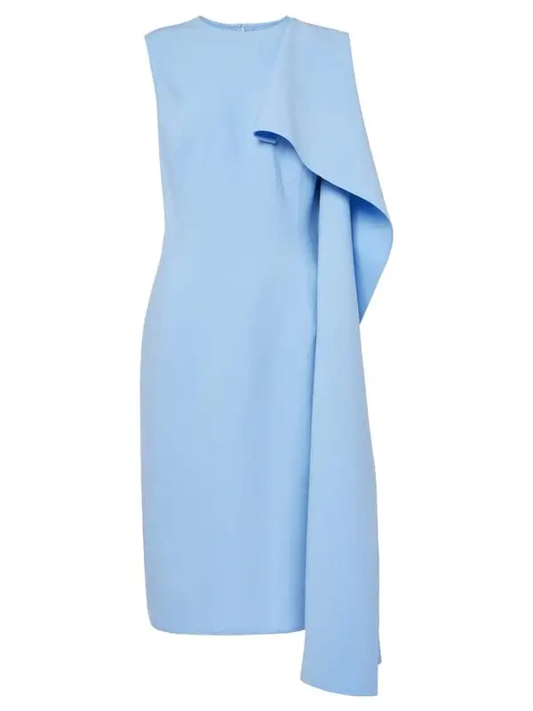 Oscar De La Renta Ruffled Wool-blend Midi Dress - Blue
