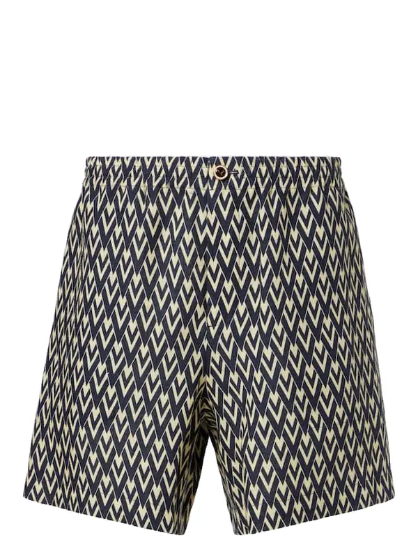Valentino Garavani Toute La V Linen Bermuda Shorts - Blue