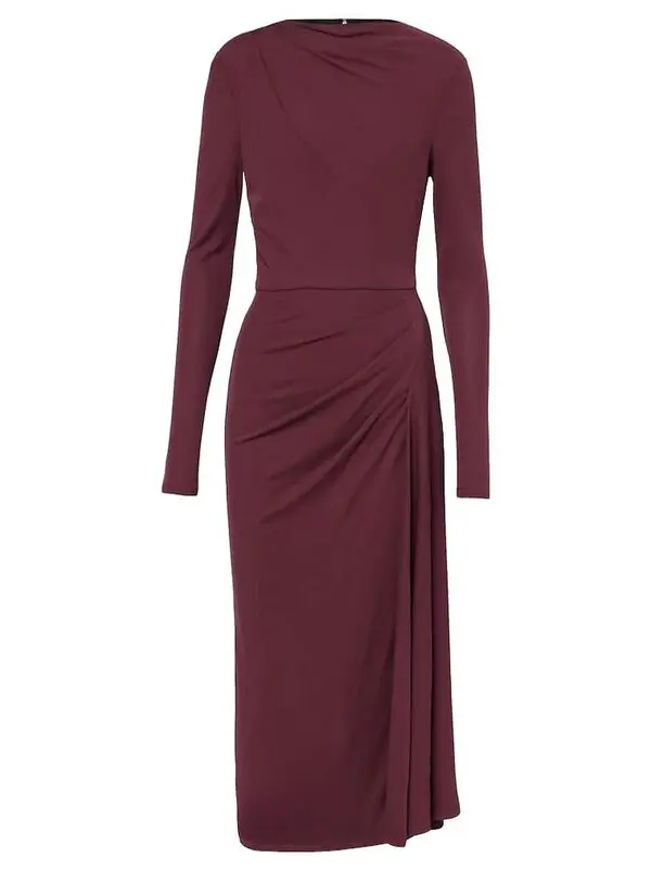 Erdem Draped Crêpe Jersey Midi Dress - Burgundy