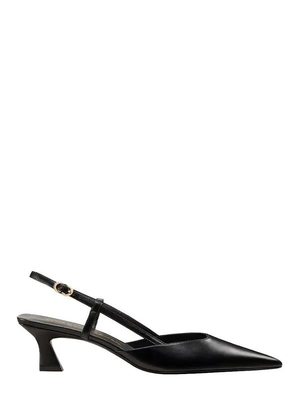 STUART WEITZMAN Vinnie Leather Kitten Slingback Pumps - Black