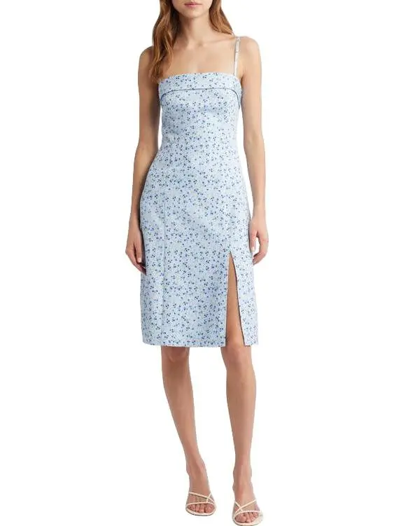 French Connection Echo Floral Crepe Dress - Icy Blue Multi