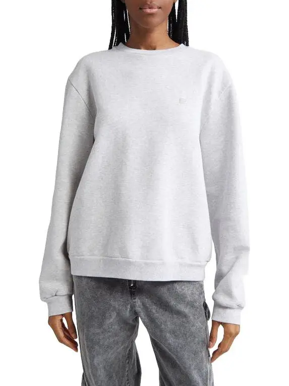 Acne Studios Faihra U Face Patch Fleece Sweatshirt - Pale Grey Melange