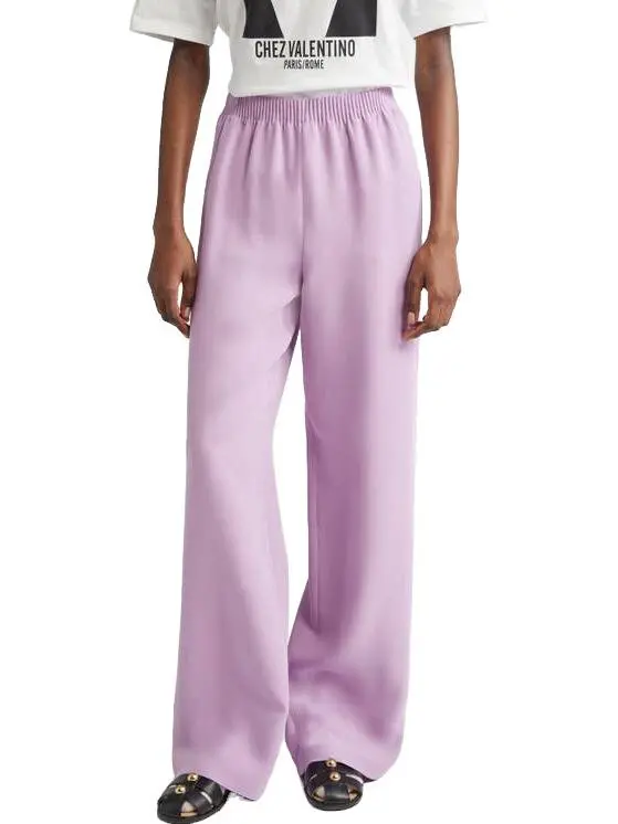 Valentino Garavani Silk Cady Couture Wide Leg Pants - Violet