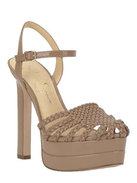 Jessica Simpson Inaia Basketweave Platform Pumps - Medium Brown