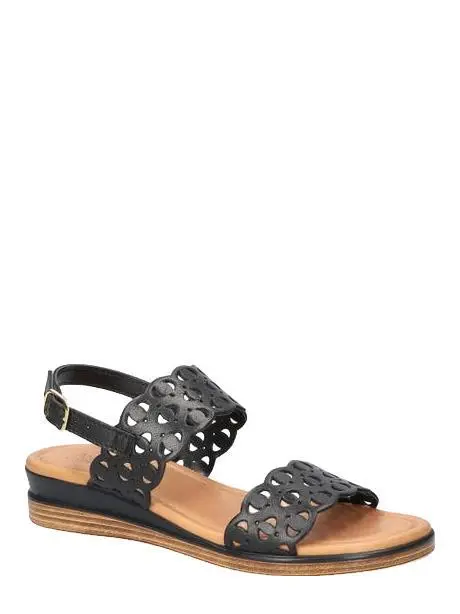 BELLA VITA Zoe Italy Perforated Sandals - Black Italian Leather