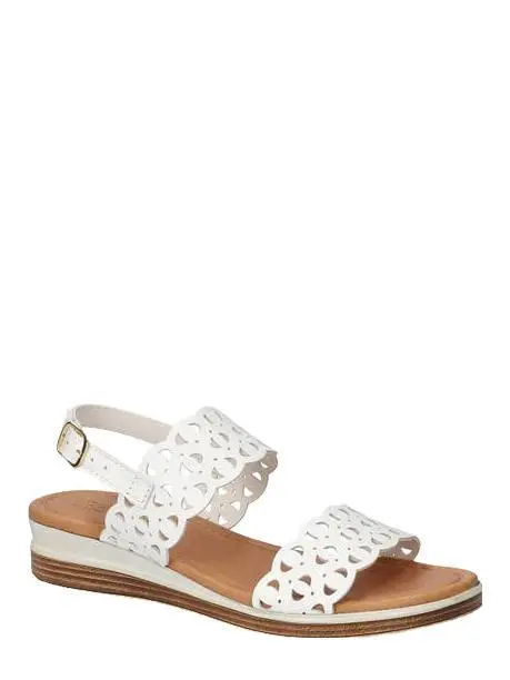 BELLA VITA Zoe Italy Perforated Sandals - White Italian Leather