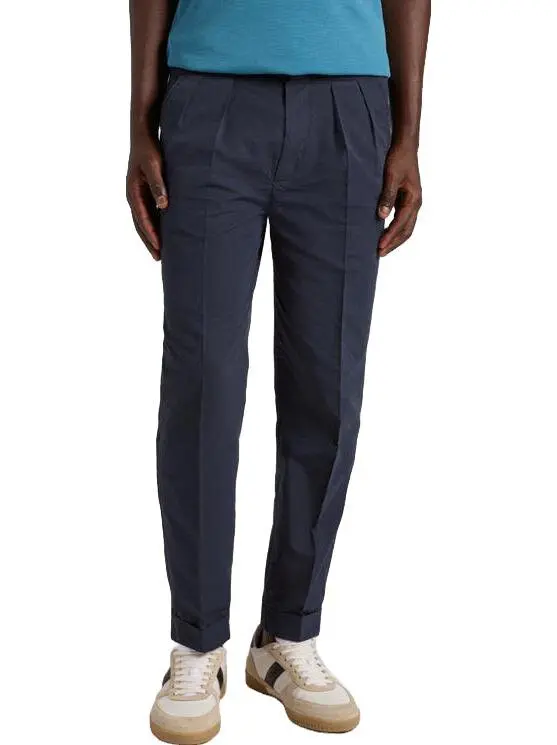 TOM FORD Pleated Cotton Gabardine Chinos - Hb906 Midnight Navy