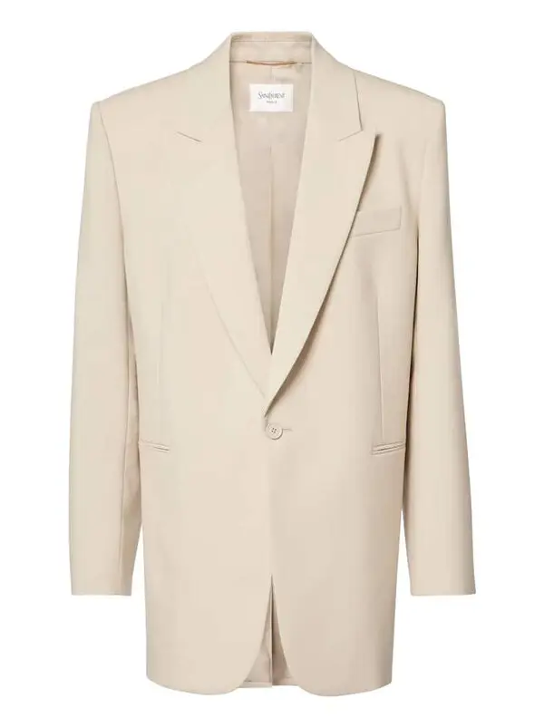 Saint Laurent Single-breasted Wool Blazer - Neutrals
