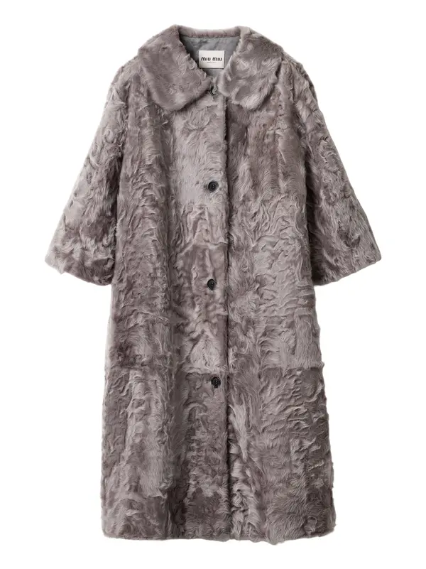 Miu Miu Chekiang Lambskin Coat - Cloudy Gray