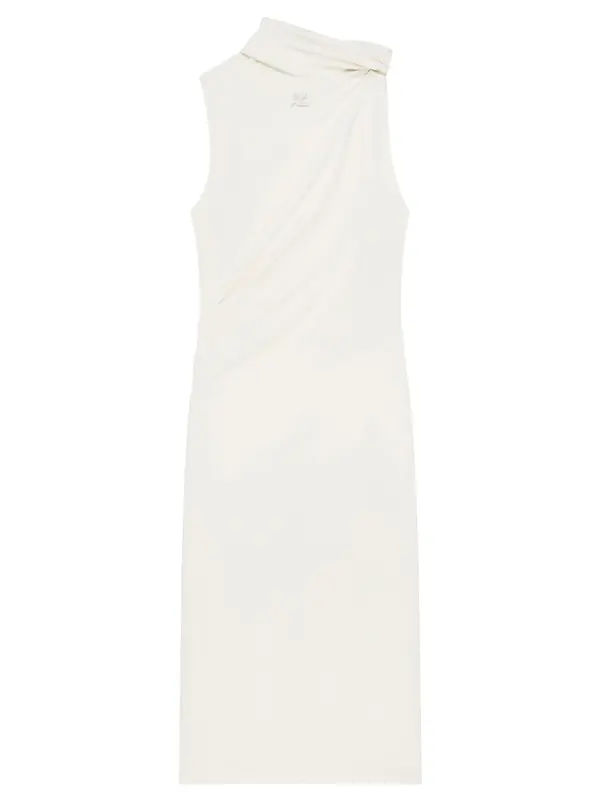 COURREGES Draped-detail Midi Dress - Neutrals