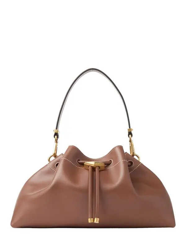 JIMMY CHOO Cinch Medium Leather Shoulder Bag - Tan/ecru/gold