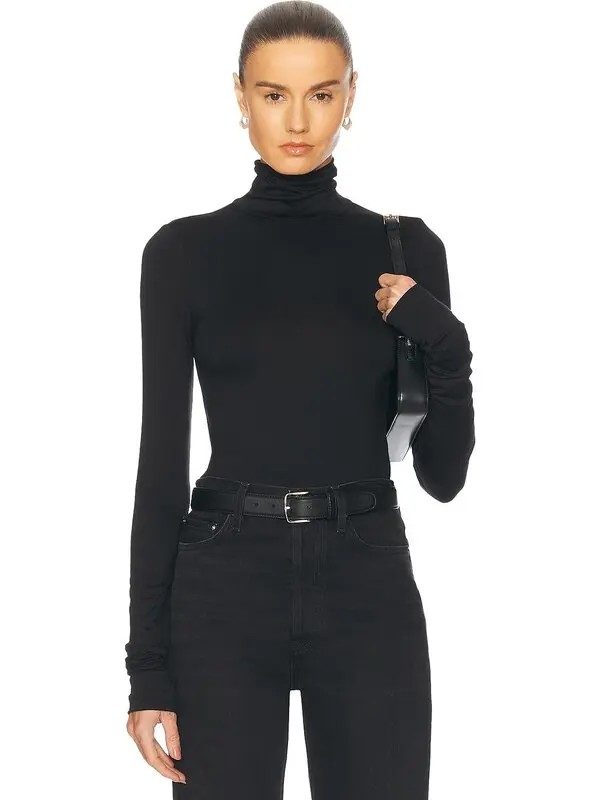 Eterne Fitted Turtleneck Top - Black