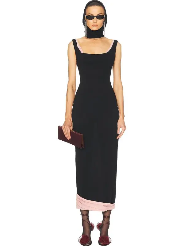 Magda Butrym Square Neck Midi Dress - Black