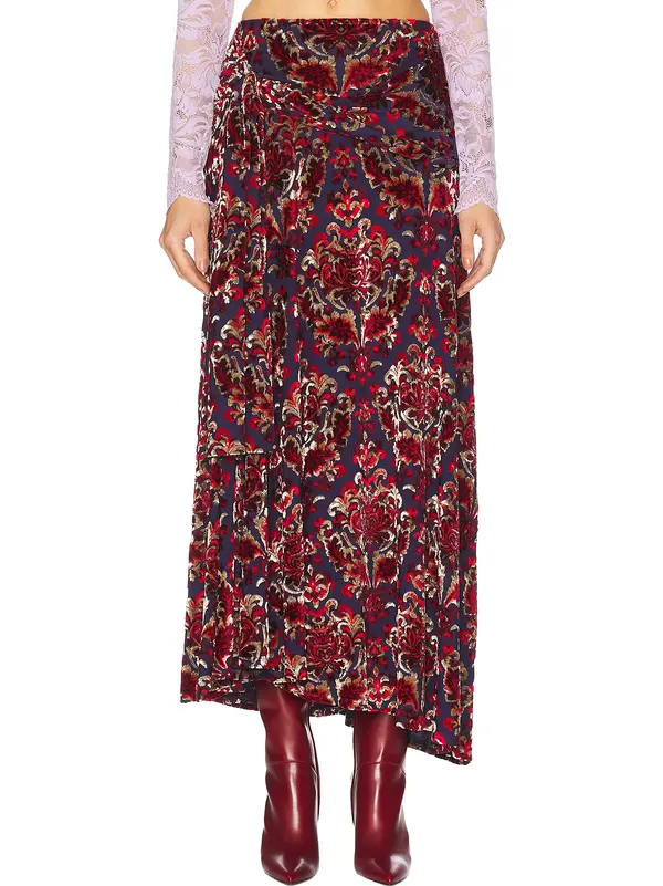 Rabanne Velour Skirt - Jacquard Tapestry & Navy