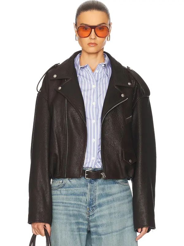 Acne Studios Liso Leather Jacket - Dark Brown