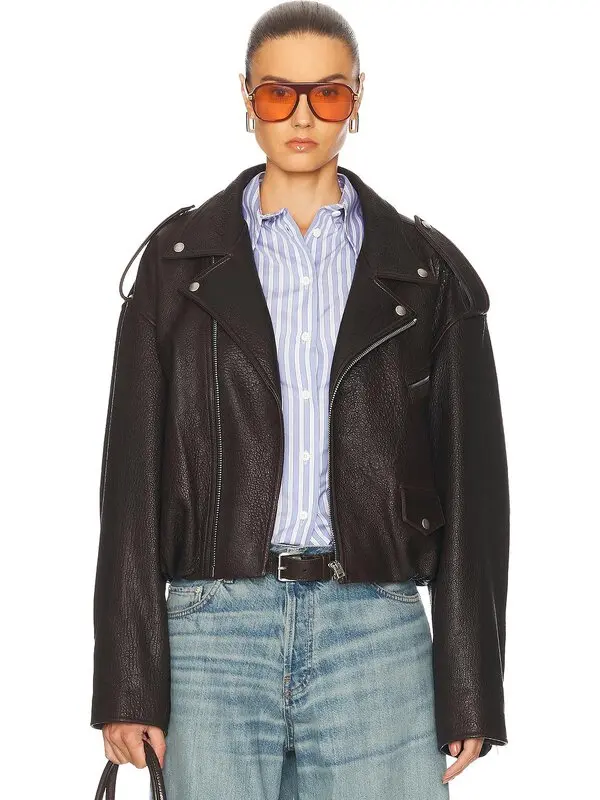 Acne Studios Liso Leather Jacket - Dark Brown