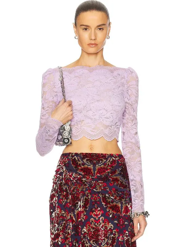 Rabanne Long Sleeve Lace Top - French Lavander