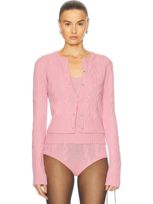 Blumarine Crewneck Cardigan - Wild Rose