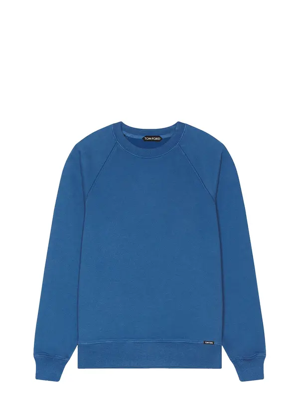 TOM FORD Garment Dyed Crewneck In Blue - Denim Blue