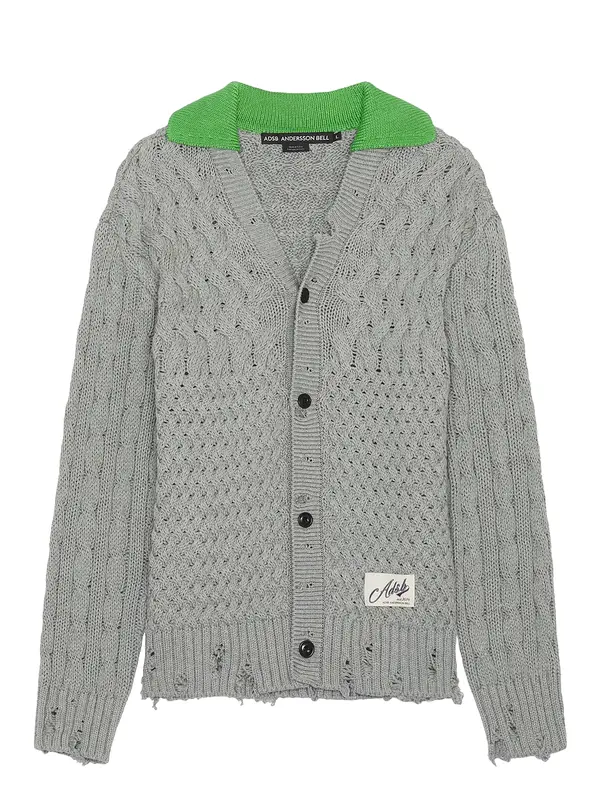 Andersson Bell Green Collar V-neck Cardigan - Grey