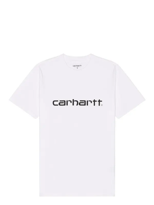 Carhartt Work In Progress S/s Script T-shirt In White - White & Black