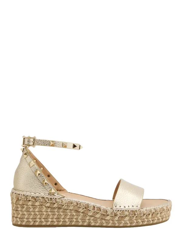 Valentino Garavani Rockstud 50 Wedge Espadrilles - Gold