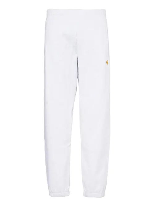 Carhartt Work In Progress Chase Brand-embroidered Cotton-blend Jogging Bottoms - Ash Grey / Gold