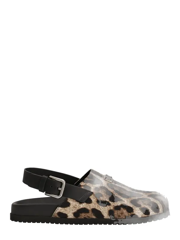 Dolce & Gabbana Leopard Canvas Mules - Print