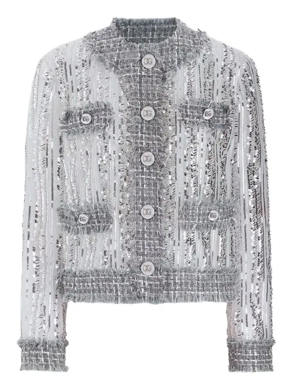 Dolce & Gabbana Sequin-embroidered Tulle Jacket - Silver