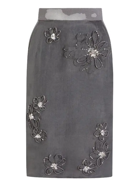 Dolce & Gabbana Organza Midi Skirt With Floral Embroidery - Multicolor